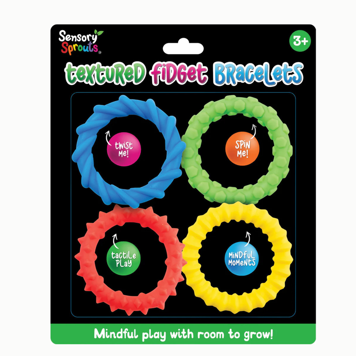 Textured Fidget Bracelets Set of 4 | Cleanable, Quiet Fidget – Sensory ...