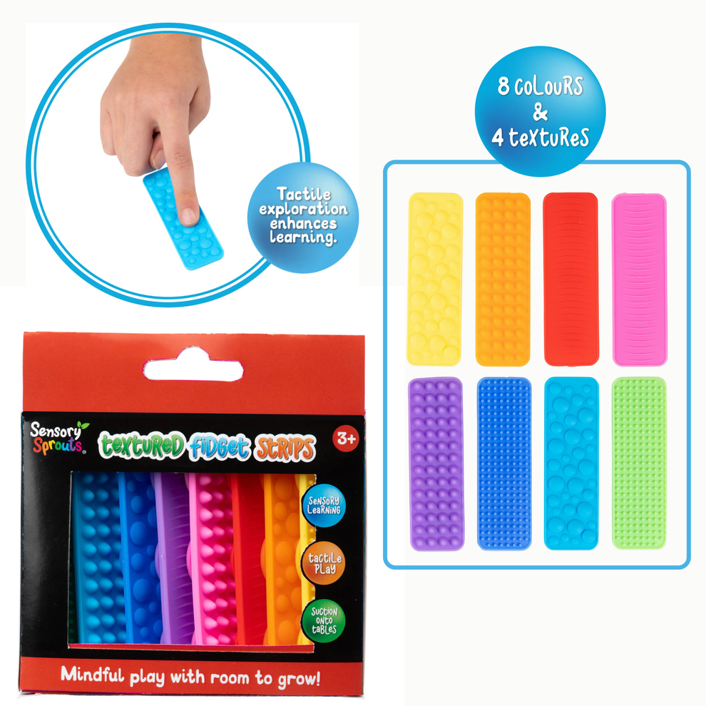 Textured Fidget Strips Set of 8 | Cleanable, Quiet Fidget – Sensory Street