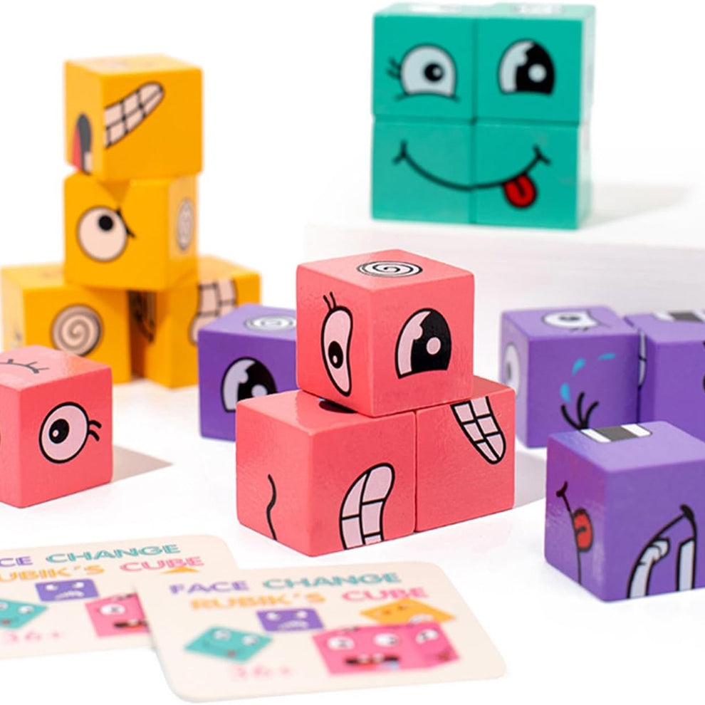 Expression Puzzle Cube Game with Bell | Wooden Educational Game ...
